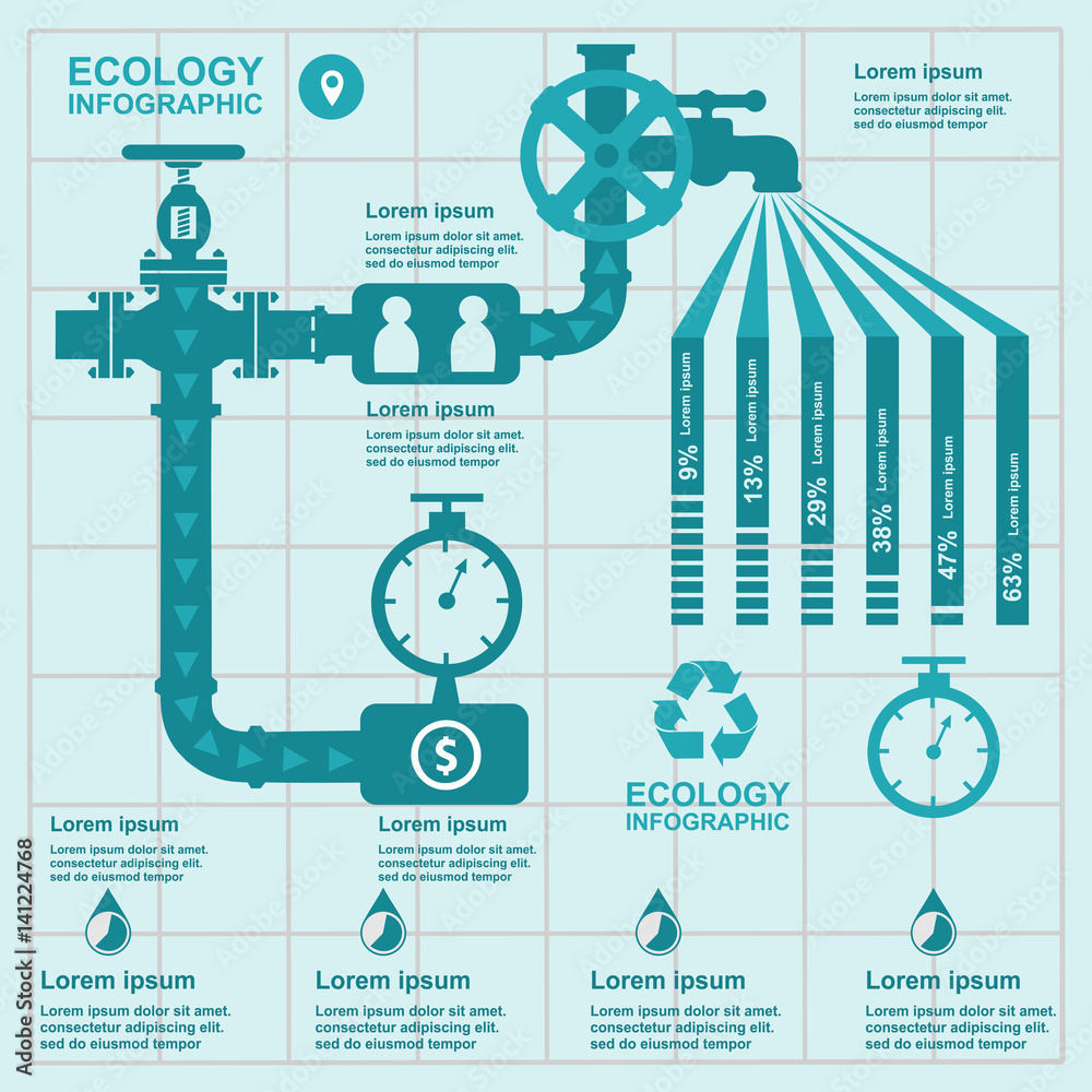 Ecology infographic, water on flat design Stock Vector | Adobe Stock