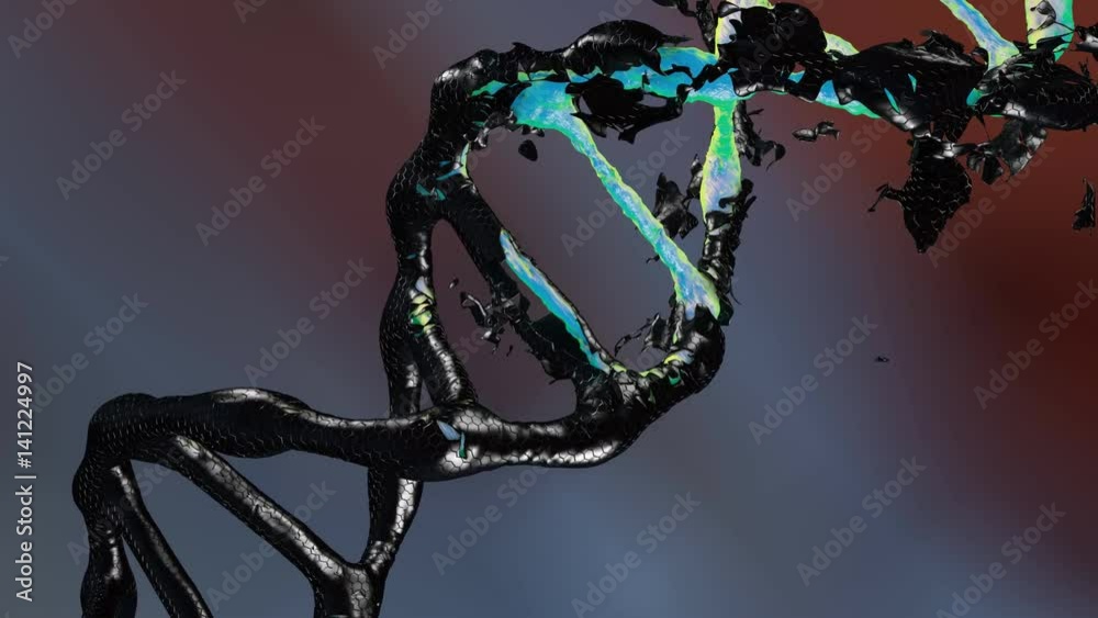 3d animated background: DNA molecule consists of the collapsing of ...