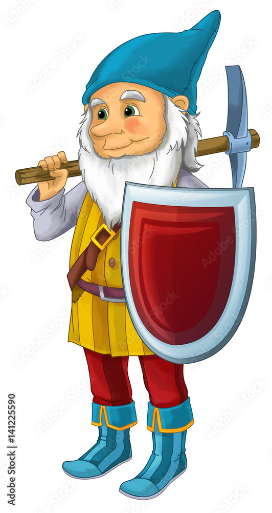 cartoon happy dwarf warrior standing and looking isolated illustration ...