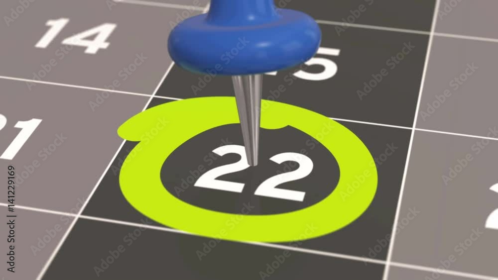 Pin on the date number 22. The twenty-second, day of the month is ...