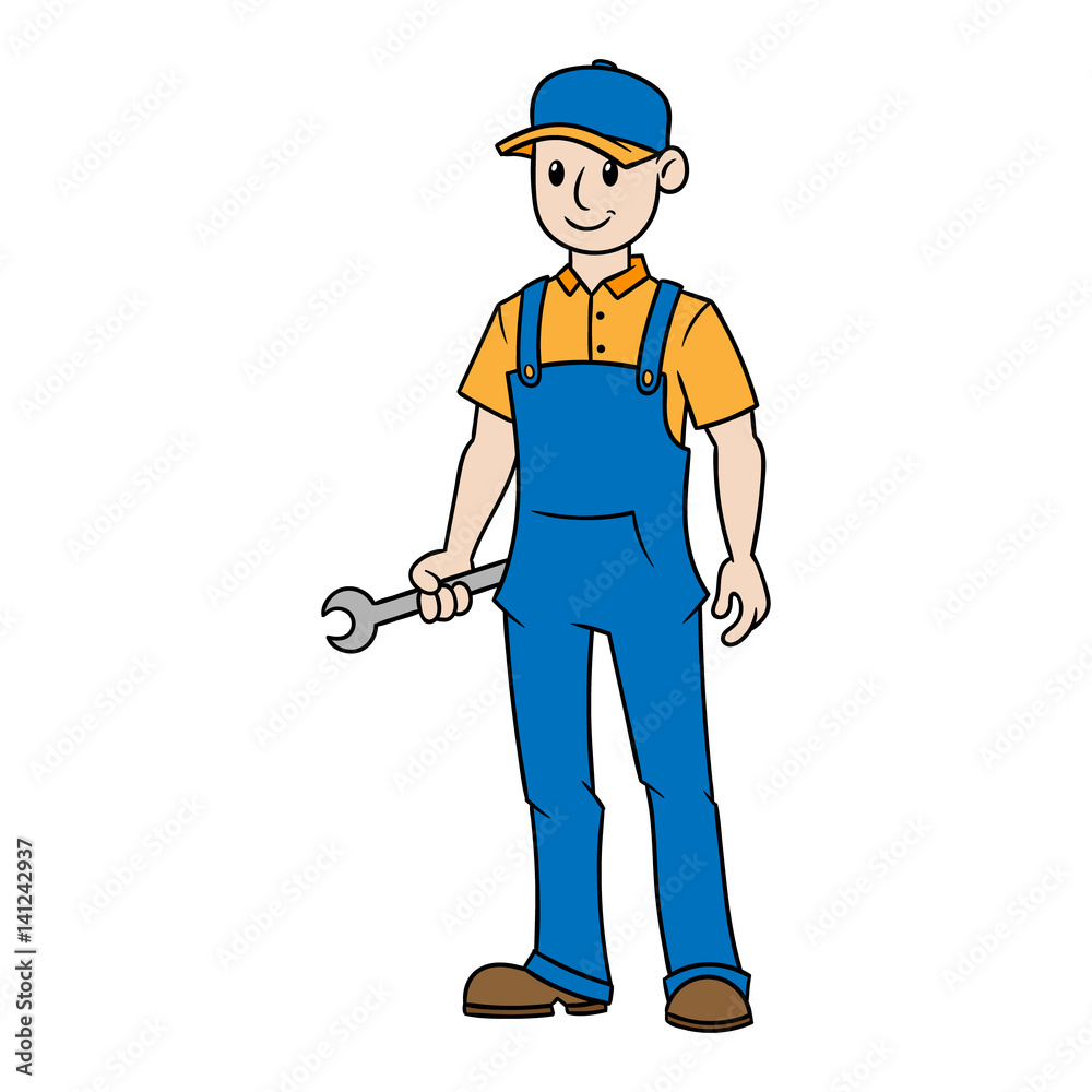Cartoon Mechanic Appliance Repairman Vector Illustration Stock Vector ...