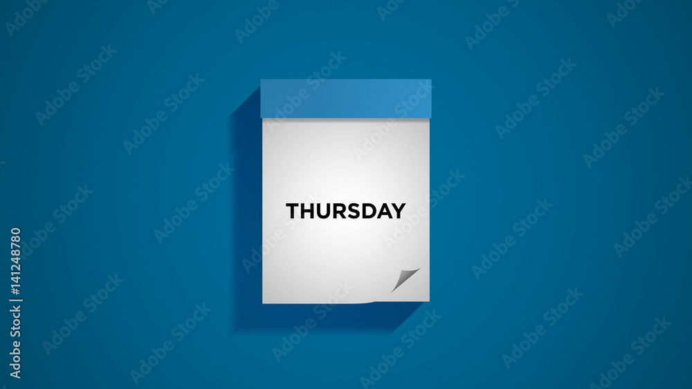 Blue weekly calendar showing Thursday on a blue wall Stock Illustration ...