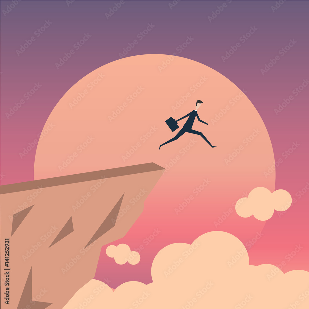 Minimalist stile. vector business finance. businessman jumping over ...
