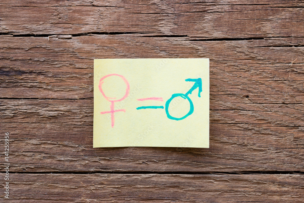 paper notes with gender symbols closeup Stock Photo | Adobe Stock