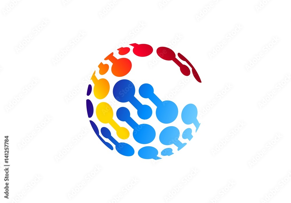 Red And Blue Connected Circle Logo