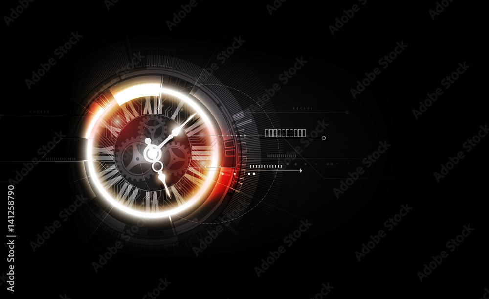 Abstract Futuristic Technology Background with Clock concept and Time ...