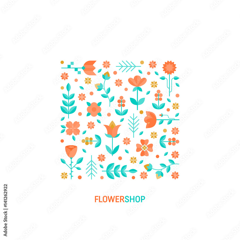 Flower shop logo Stock Vector | Adobe Stock