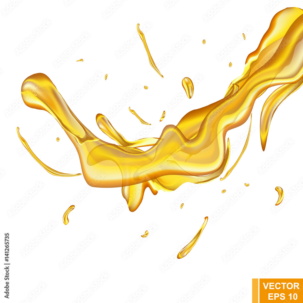 Splash oil. Isolated on white background. Realistic. For your design ...