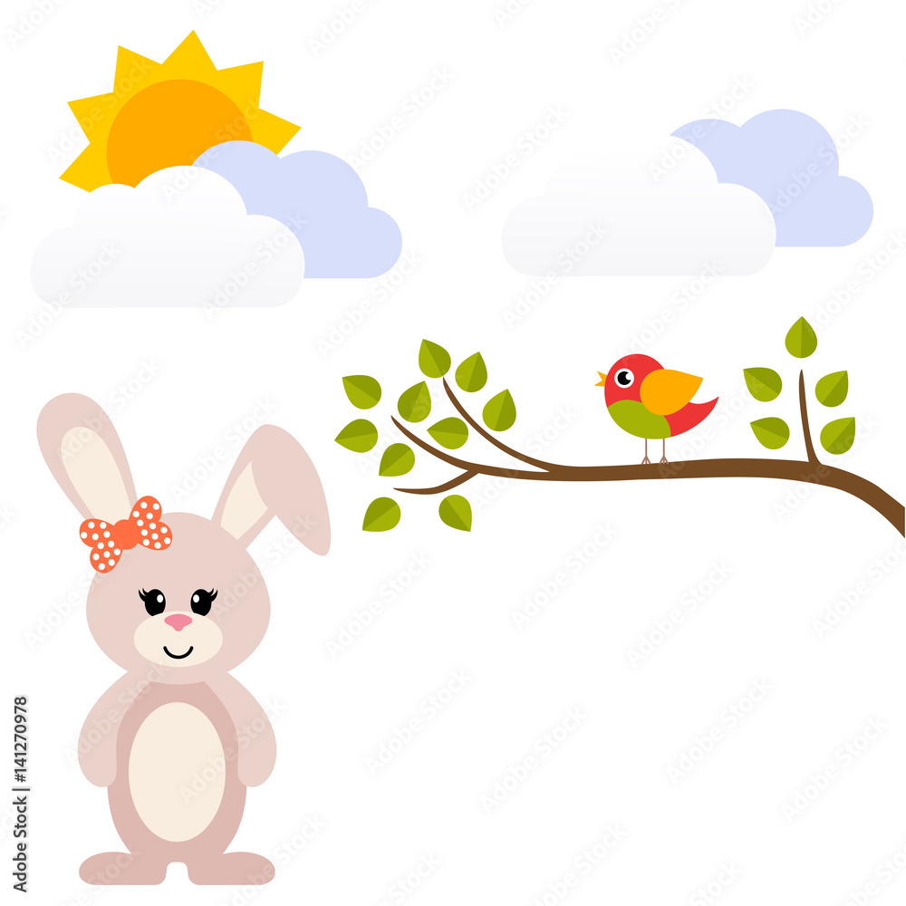 cartoon spring bunny girl Stock Vector | Adobe Stock