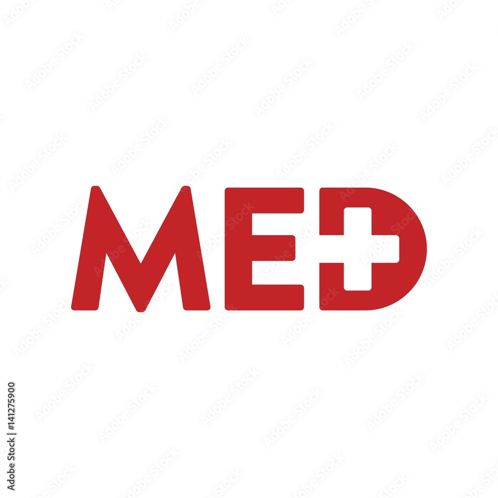 MED or medical logo with cross shape inside letter D. logo vector ...