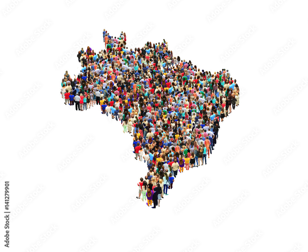 map of Brazil with people isolated Stock Photo | Adobe Stock