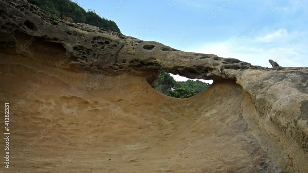 4K beautiful coastal landscape in Taiwan Yehliu Geopark mushroom-shaped ...