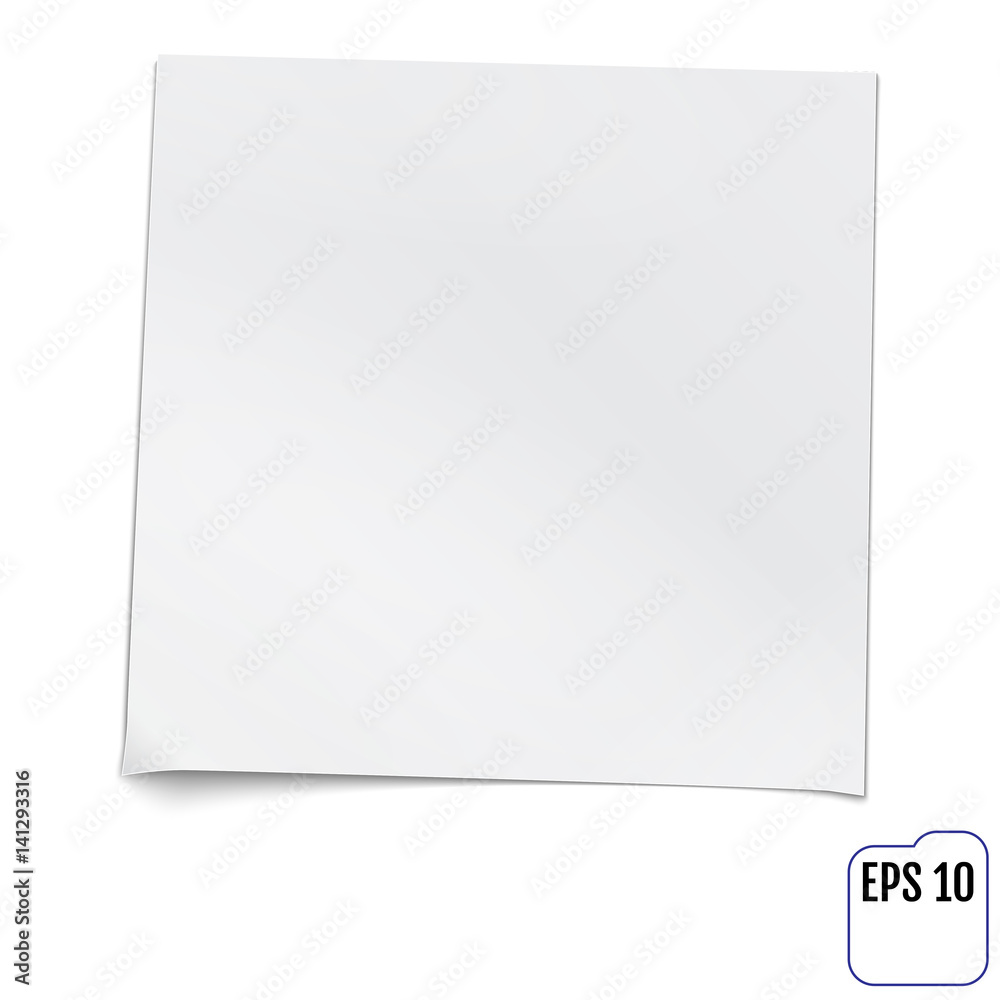 Paper sheet with transparent shadow isolated on a white background ...