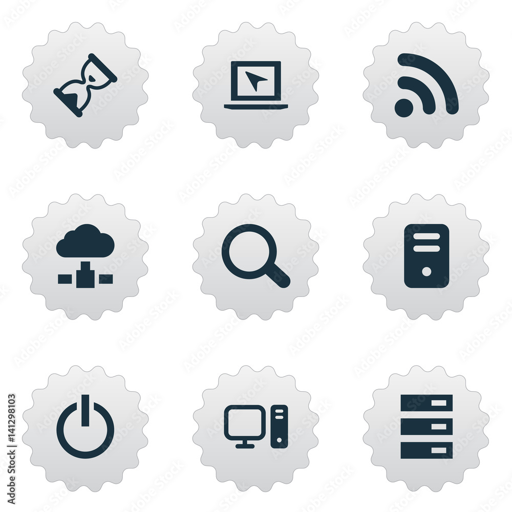 Vector Illustration Set Of Simple Notebook Icons. Elements Cursor, Data ...