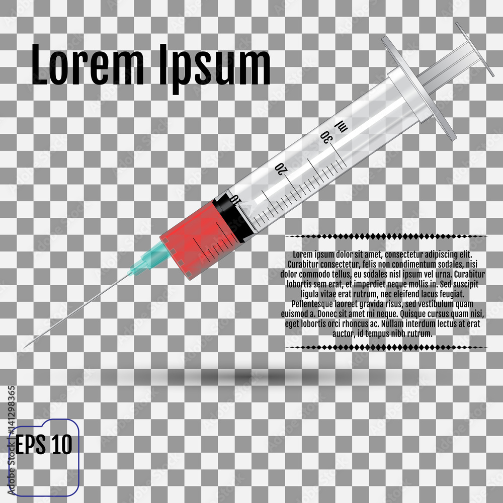 Realistic vector syringe isolated on transparent background Stock ...