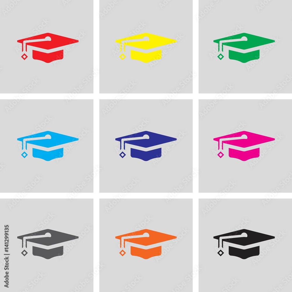 Graduation cap icon stock vector illustration flat design Stock Vector ...