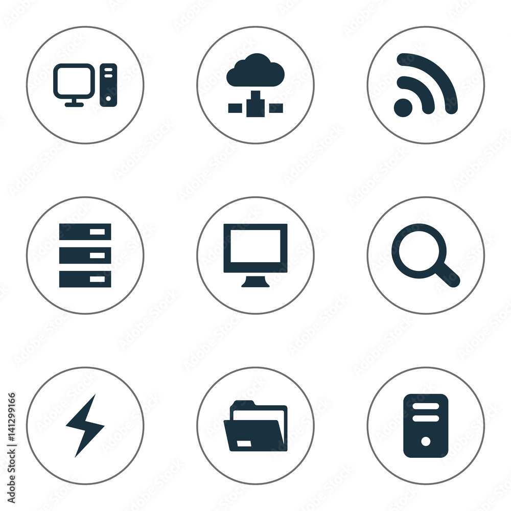 Vector Illustration Set Of Simple Laptop Icons. Elements Monitor ...