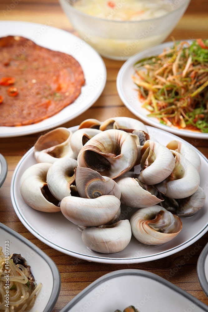steamed Sea Snails, 골뱅이찜 Stock Photo | Adobe Stock