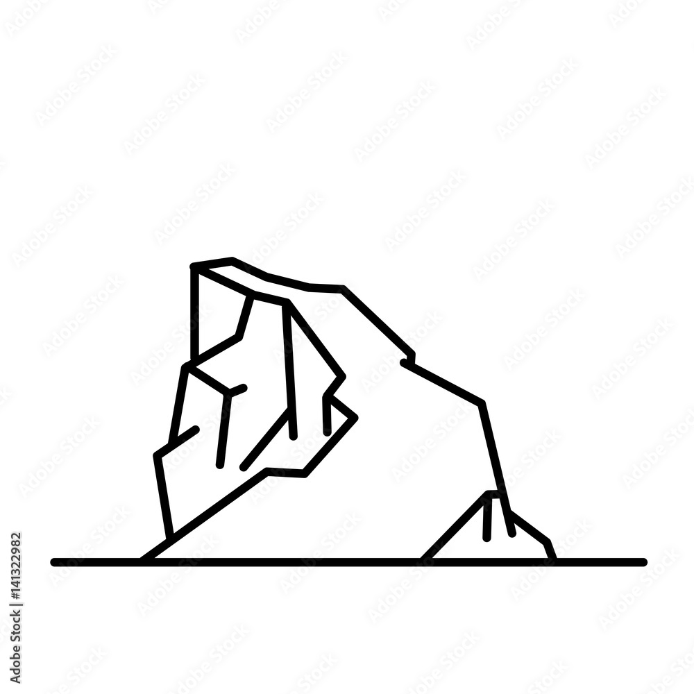 Flat line art cliff illustration Stock Vector | Adobe Stock