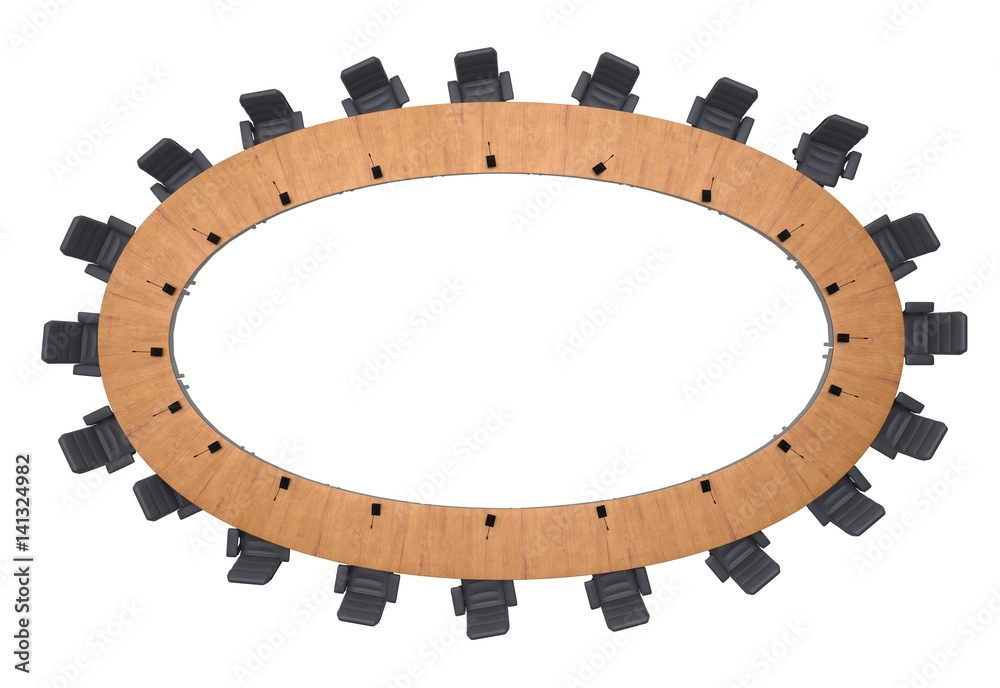 Conference table top view isolated on white 3d rendering Stock Photo ...