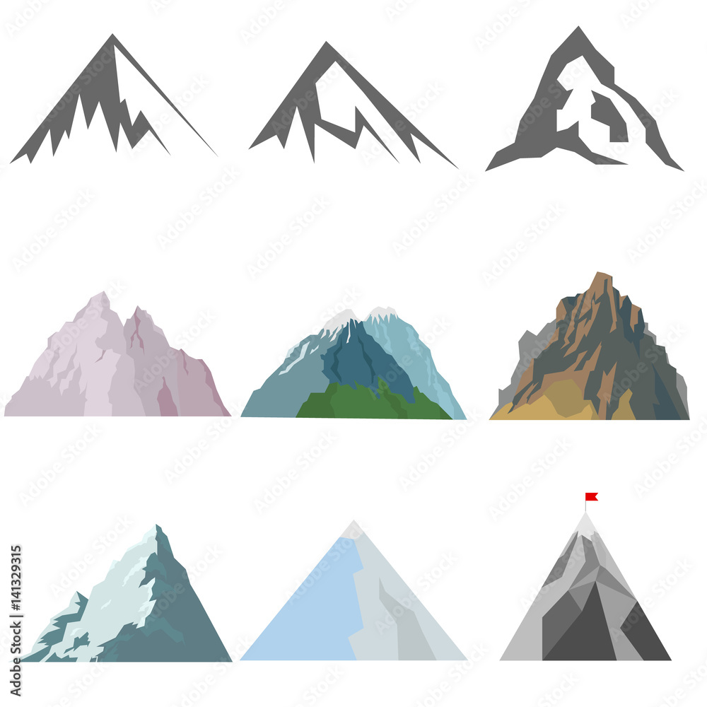 Mountains set Stock Vector | Adobe Stock