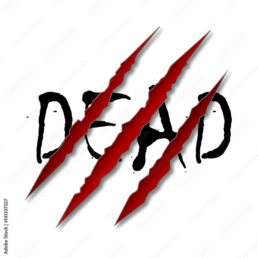 Claw scratch mark. Bear or tiger paw claw scratch bloody trace ...