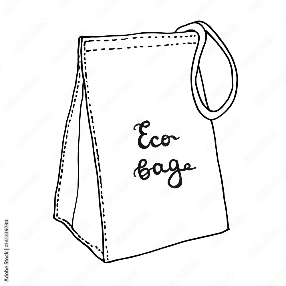 Lunch bag. Reusable textile eco lunch bag. Cotton food bag concept ...