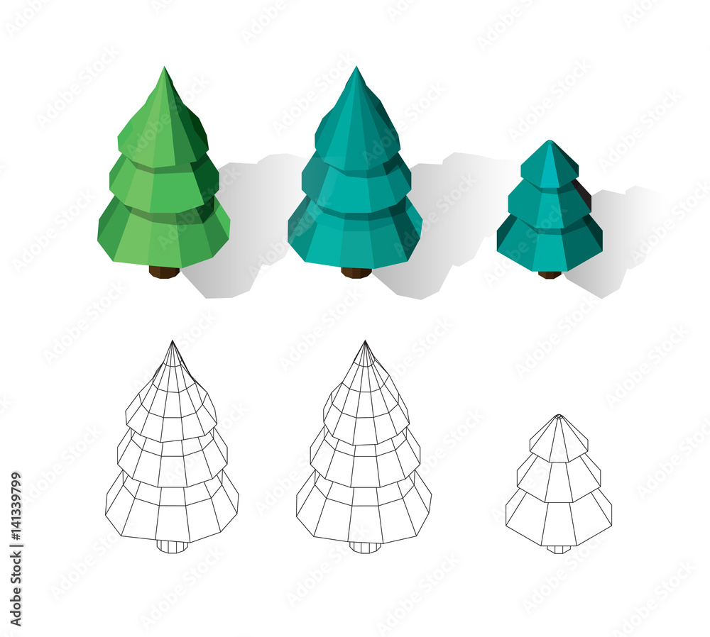 Isometric vector tree set. Landscape constructor kit. Stock Vector ...