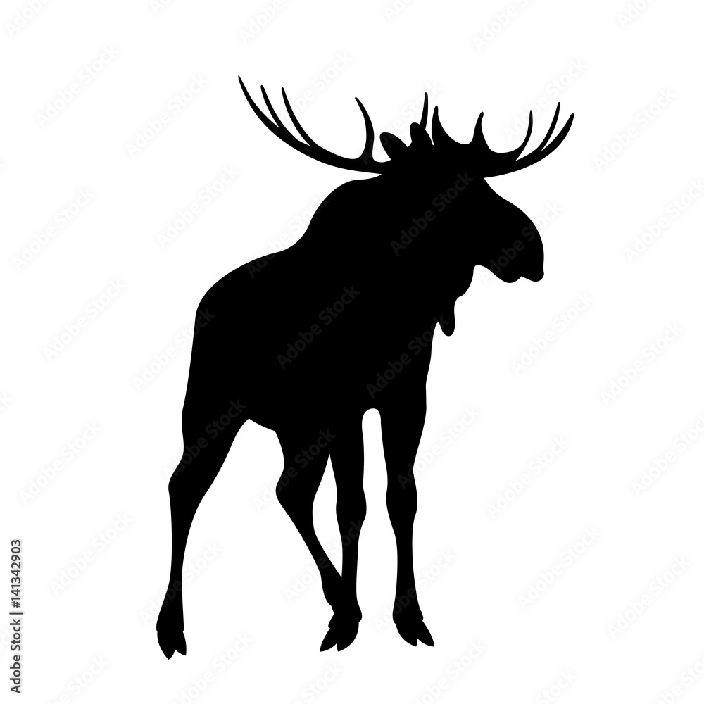moose vector illustration black silhouette Stock Vector | Adobe Stock