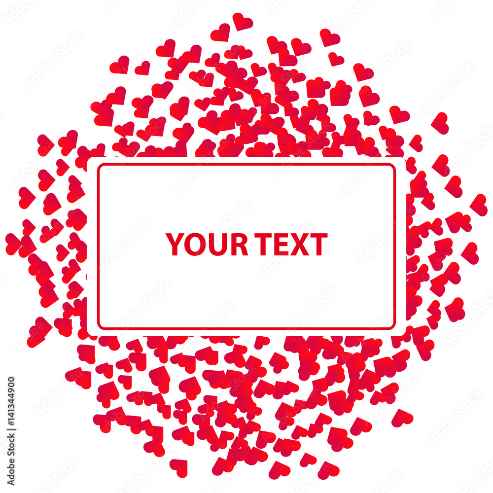 Hearts with label on white background. Vector illustration. Stock ...