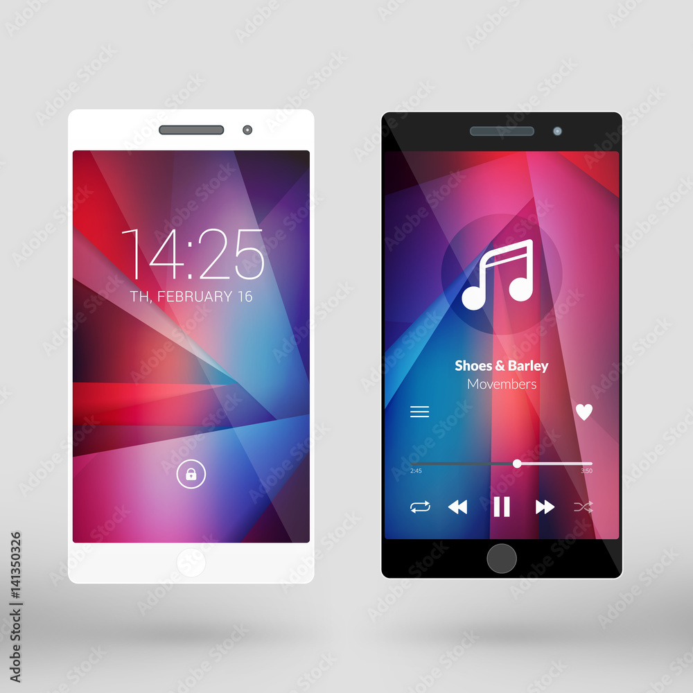 Mobile interface wallpaper design. Abstract vector background. Modern ...