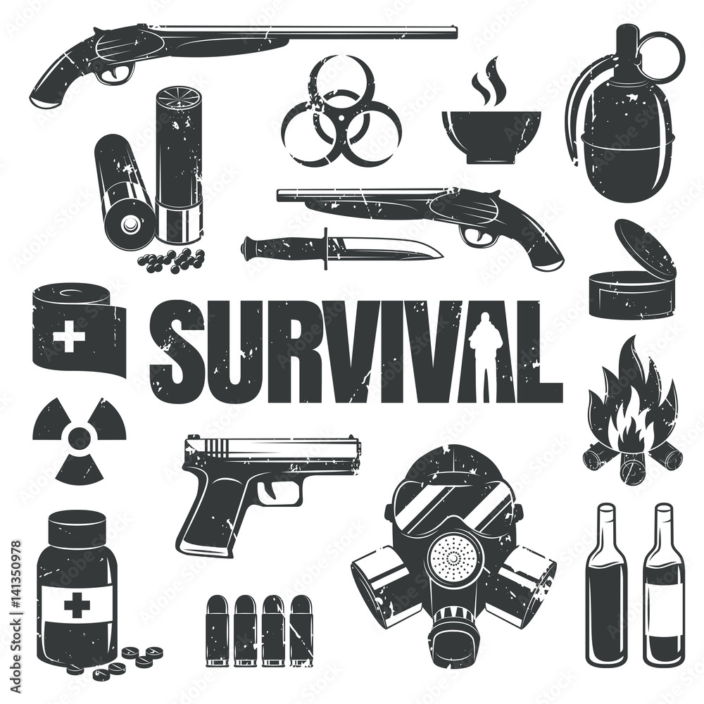 Set of icons on the theme of survival. Stock Vector | Adobe Stock