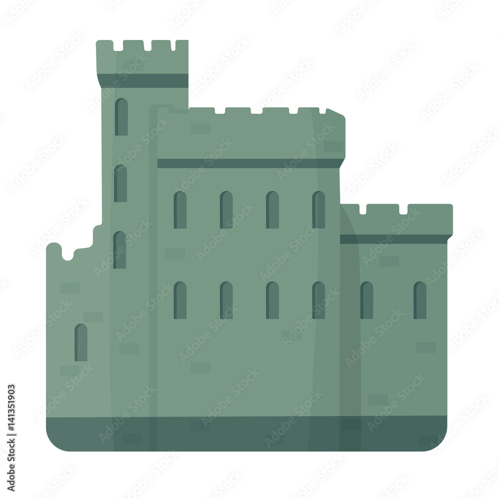 Concrete castle with peaks in Scotland.Fortification of the ancient ...