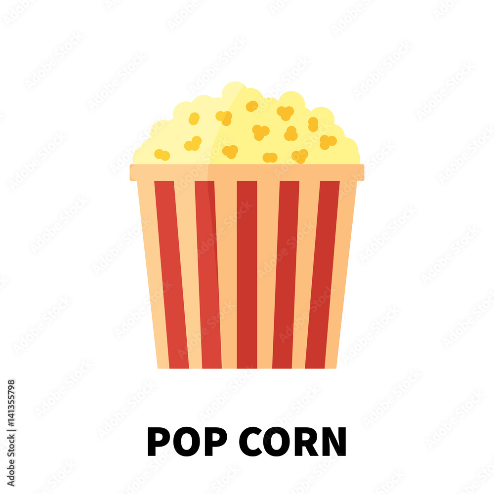 Colorful flat/cartoon design pop corn icon. Stock Vector | Adobe Stock
