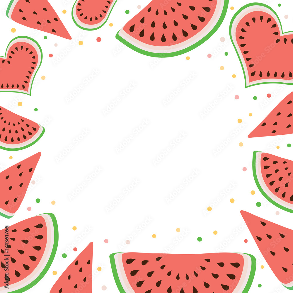 Watermelon square frame of watermelons. Vector illustration on white ...