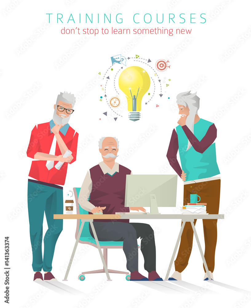 Senior men invent and create Stock Vector | Adobe Stock