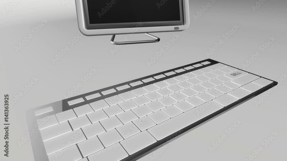 Seamless looping 3D animation of a computer keyboard with a sell key ...