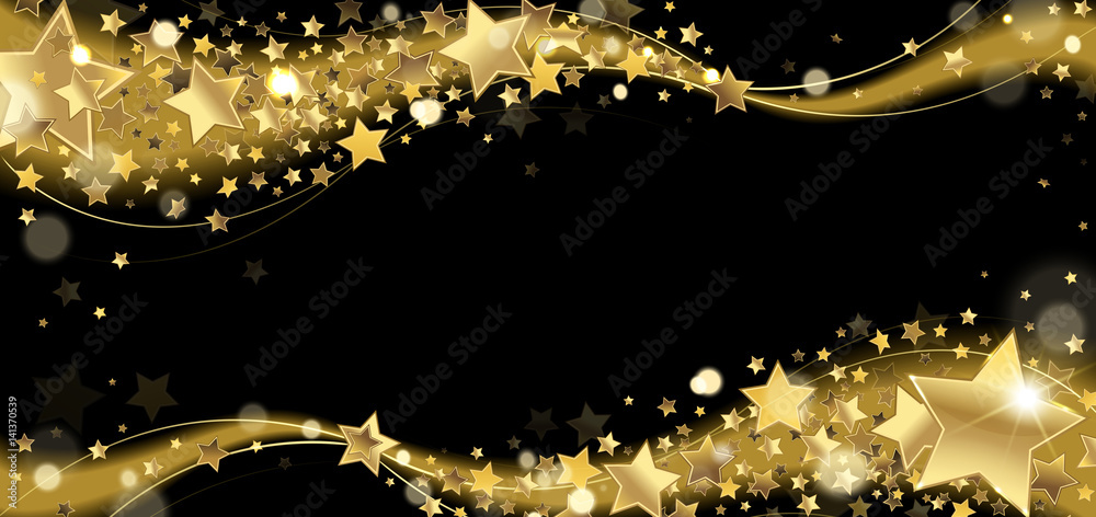 Banner with Golden Sparkling Stars Stock Vector | Adobe Stock