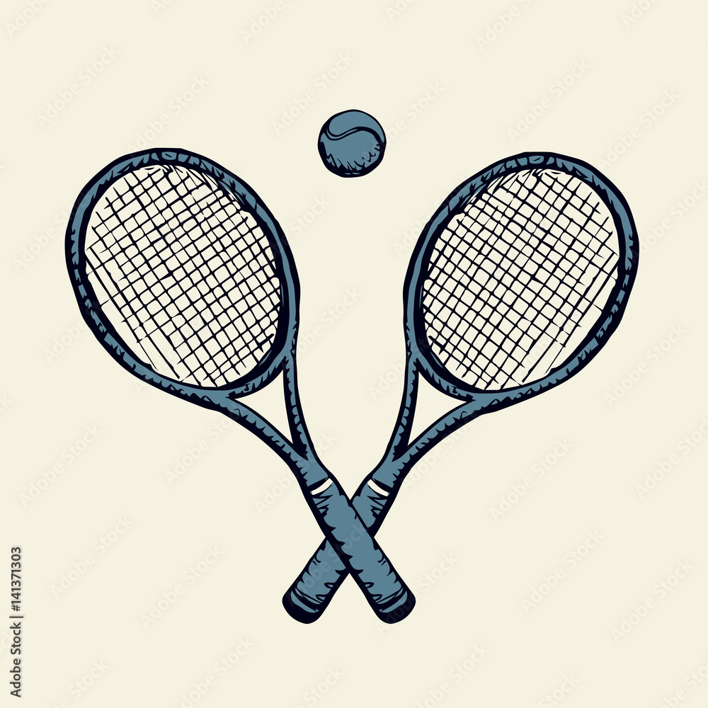 Tennis racket and ball. Vector drawing Stock Vector | Adobe Stock