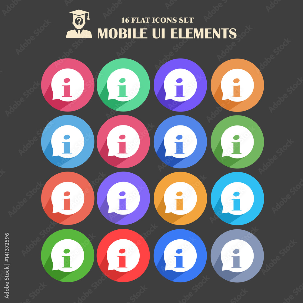 Mobile ui elements, vector set of flat style icons, business technology ...