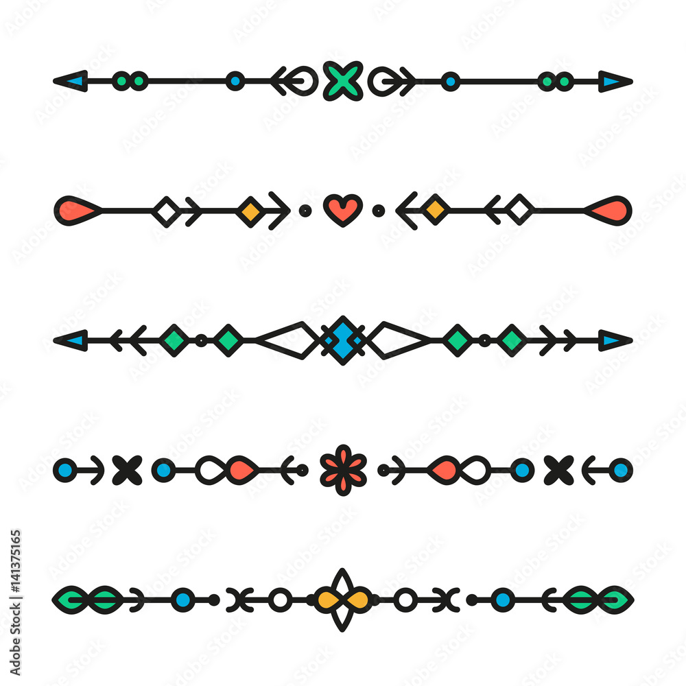 Set of colorful line geometric dividers vector isolated Stock Vector ...