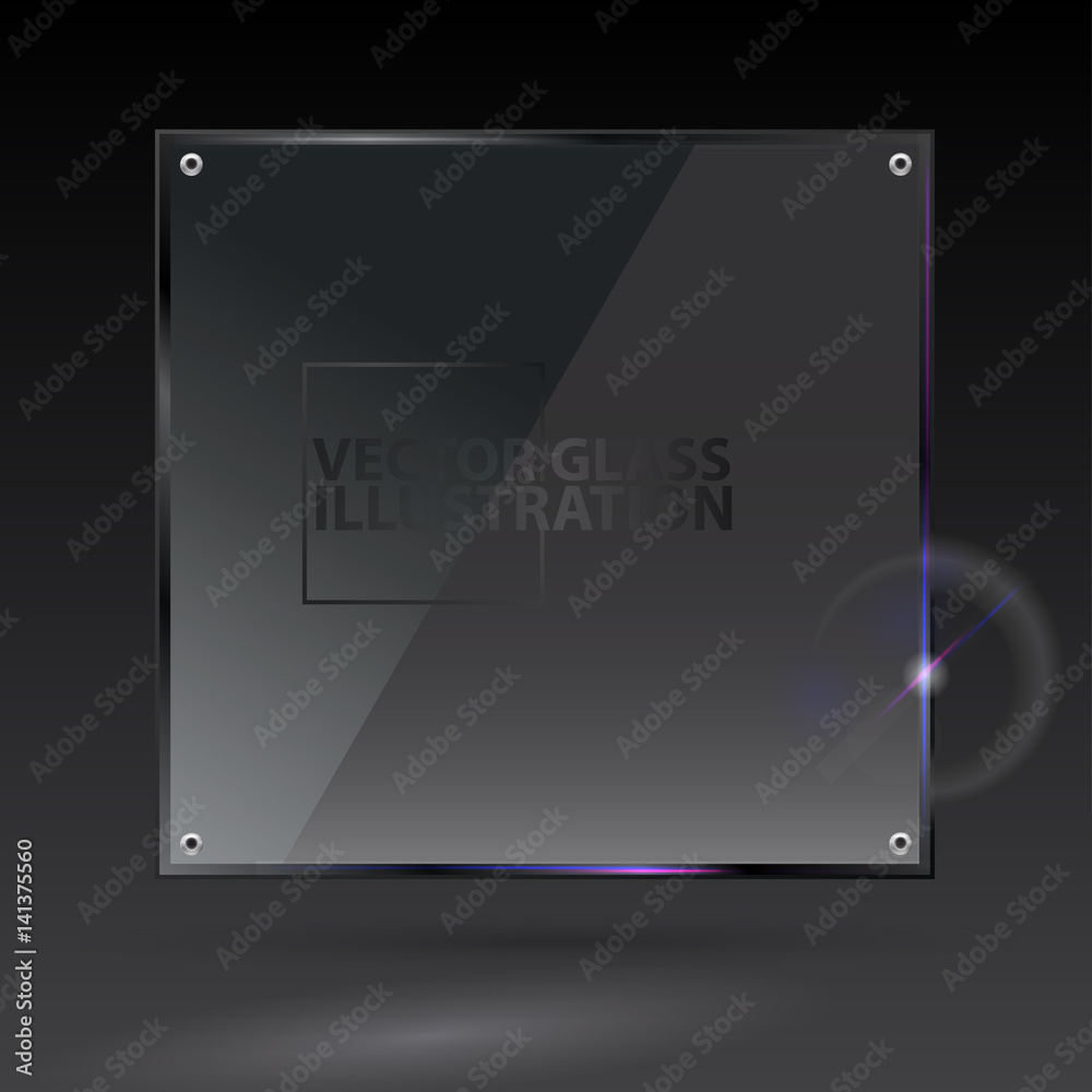 Vector black square glass - - transparent background and banner Stock ...
