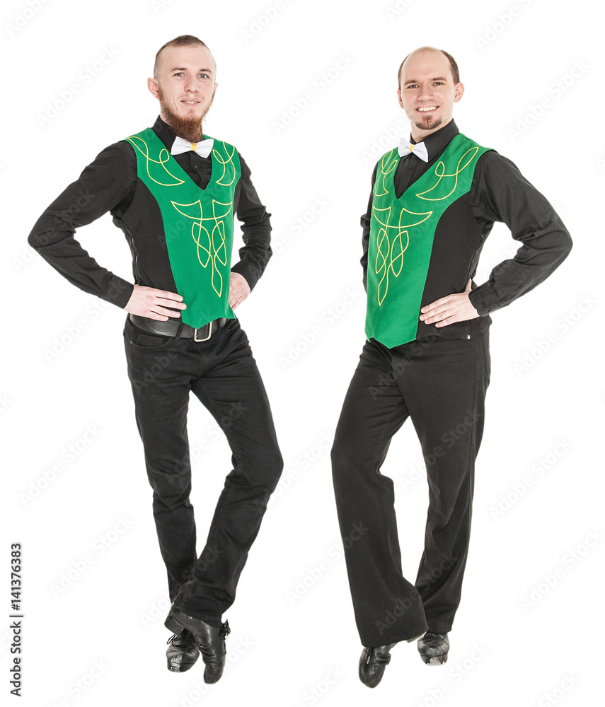 Foto de Two young man dancing irish dance isolated do Stock | Adobe Stock