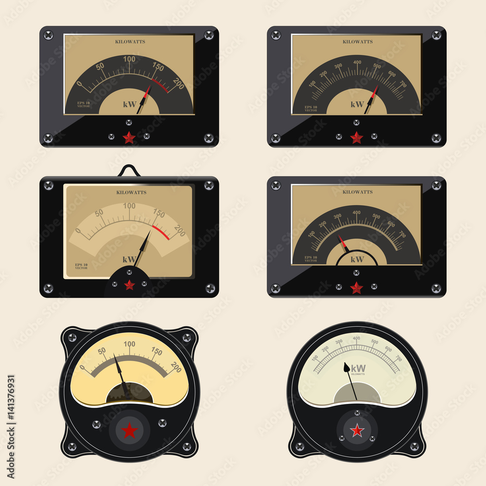 Realistic electronic analog VU signal meter Stock Vector | Adobe Stock