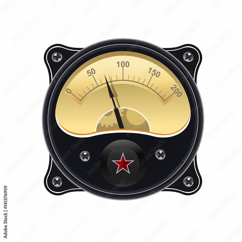 Realistic electronic analog VU signal meter Stock Vector | Adobe Stock