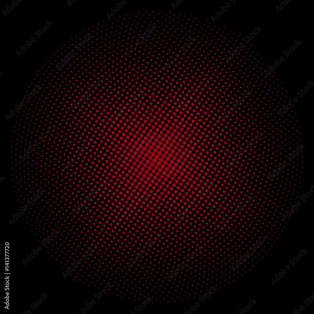 Red Circle of Dots on a Black Background, Pop Art Concept, Retro Style ...
