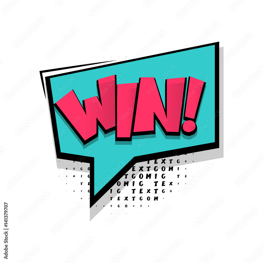 Lettering win comic text speech bubble Stock Vector | Adobe Stock