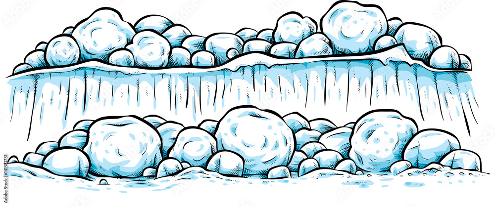 A cartoon snowscape of snow snowballs and snow boulders. Stock Vector ...