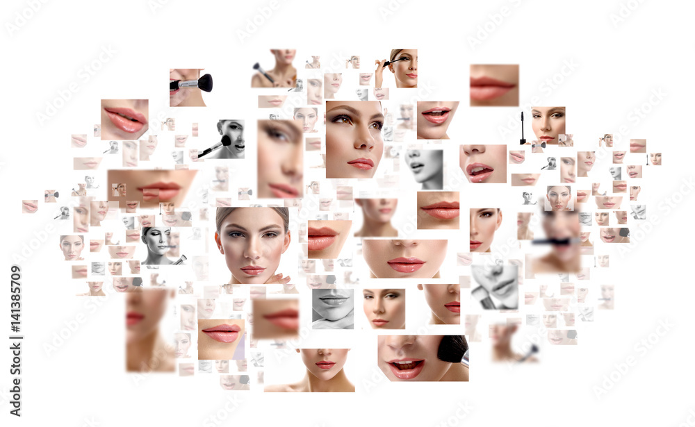 Collage of beautiful woman face close ups Stock Photo | Adobe Stock