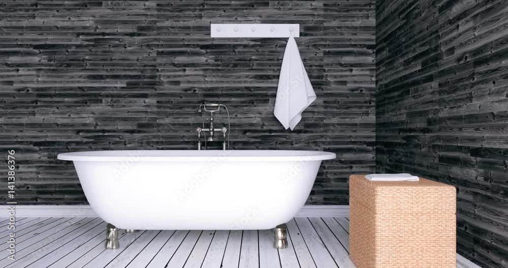 4k. Freestanding bath in modern bathroom Stock-Video | Adobe Stock